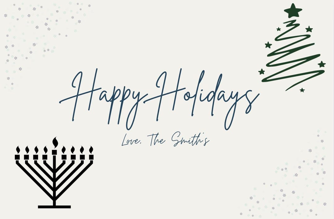 Editable Interfaith Holiday Card Template - Etsy