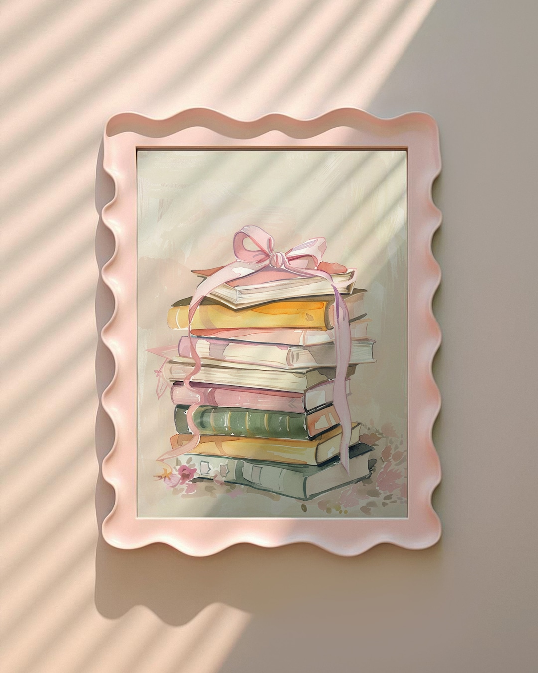 Book Lover Wall Art, Pile of Books, Bookworm Print, Book Nook Room ...