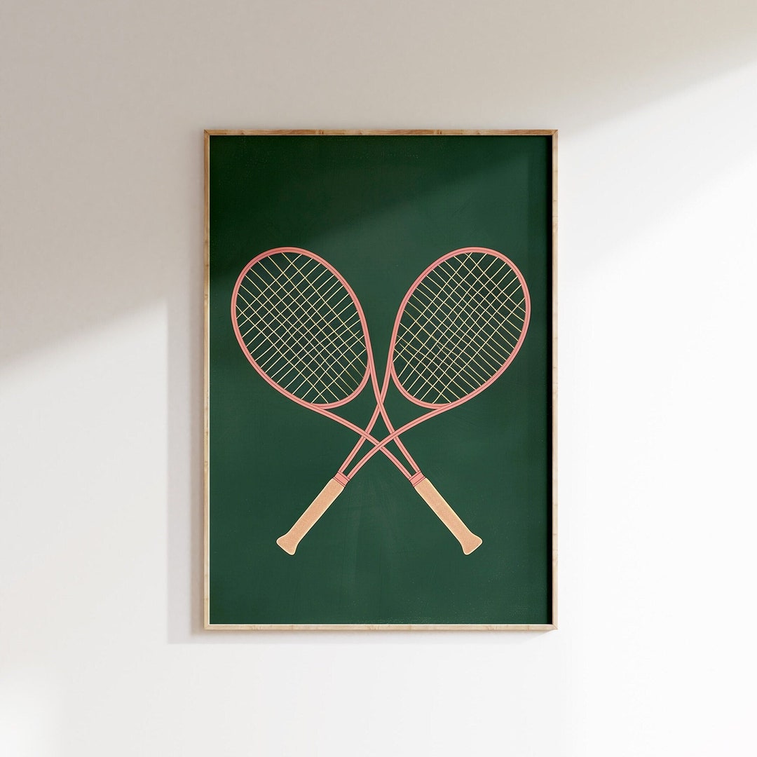 Girly Vintage Tennis Racket Poster, Tennis Player Gift, Trendy Wall Art ...