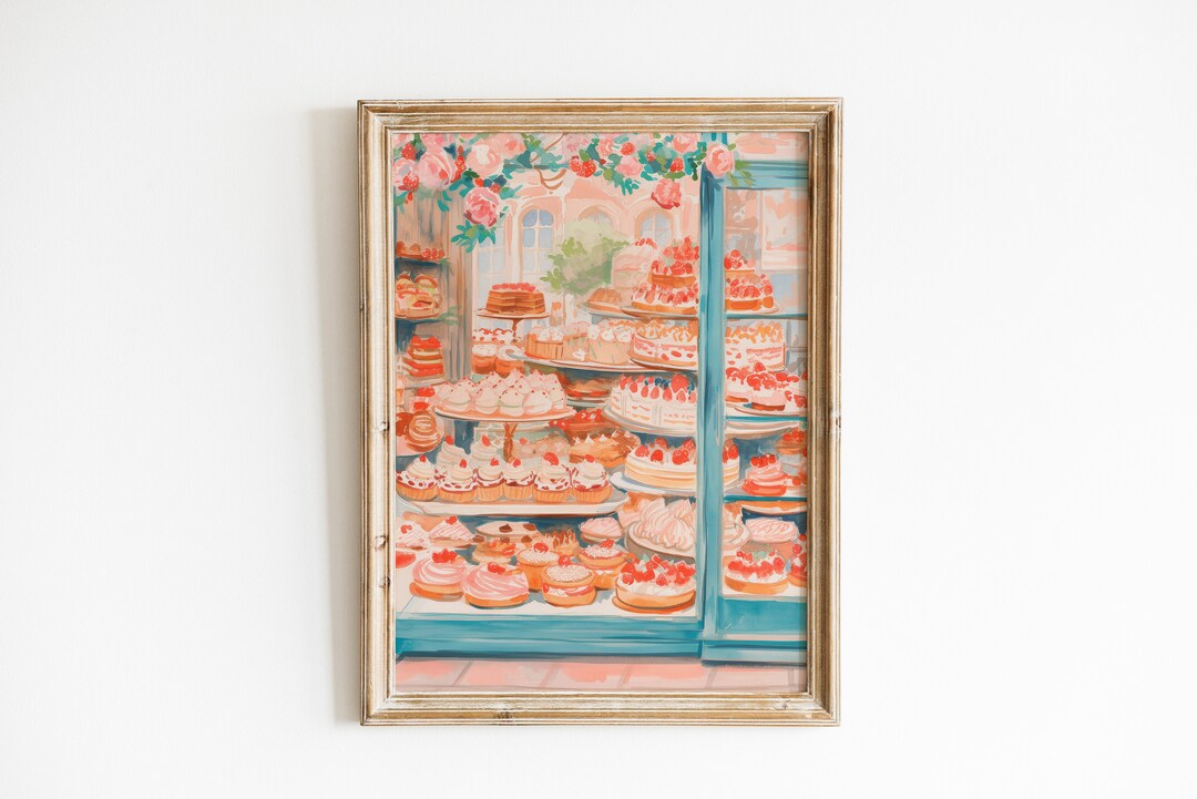 Cute Bakery Print, Bright Kitchen Wall Decor, Digital Download, Food ...