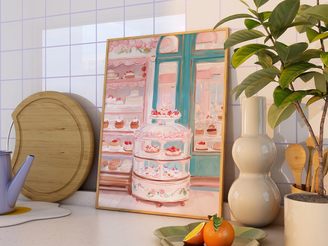 Digital Download | Bakery Art Print, Cafe Wall Art, Pastel Watercolor ...