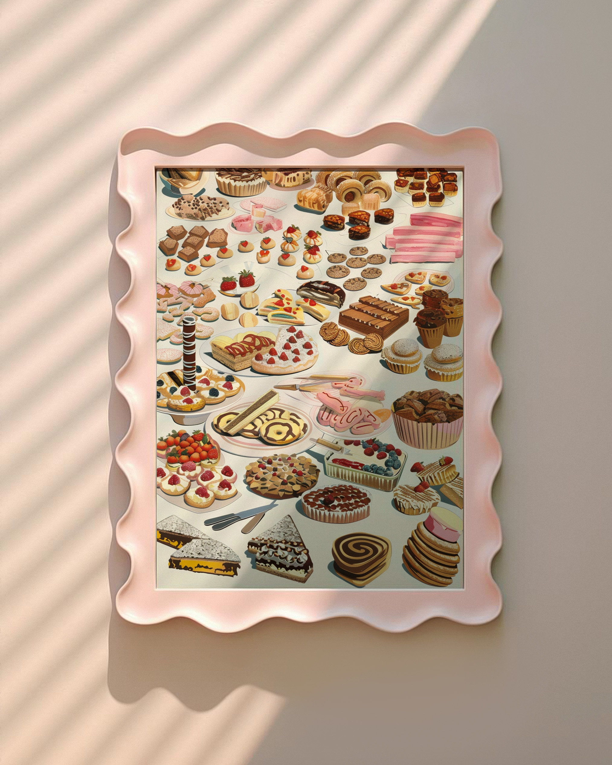 Baked Goods Food Poster, Dessert Illustration, Retro Kitchen Wall Art ...