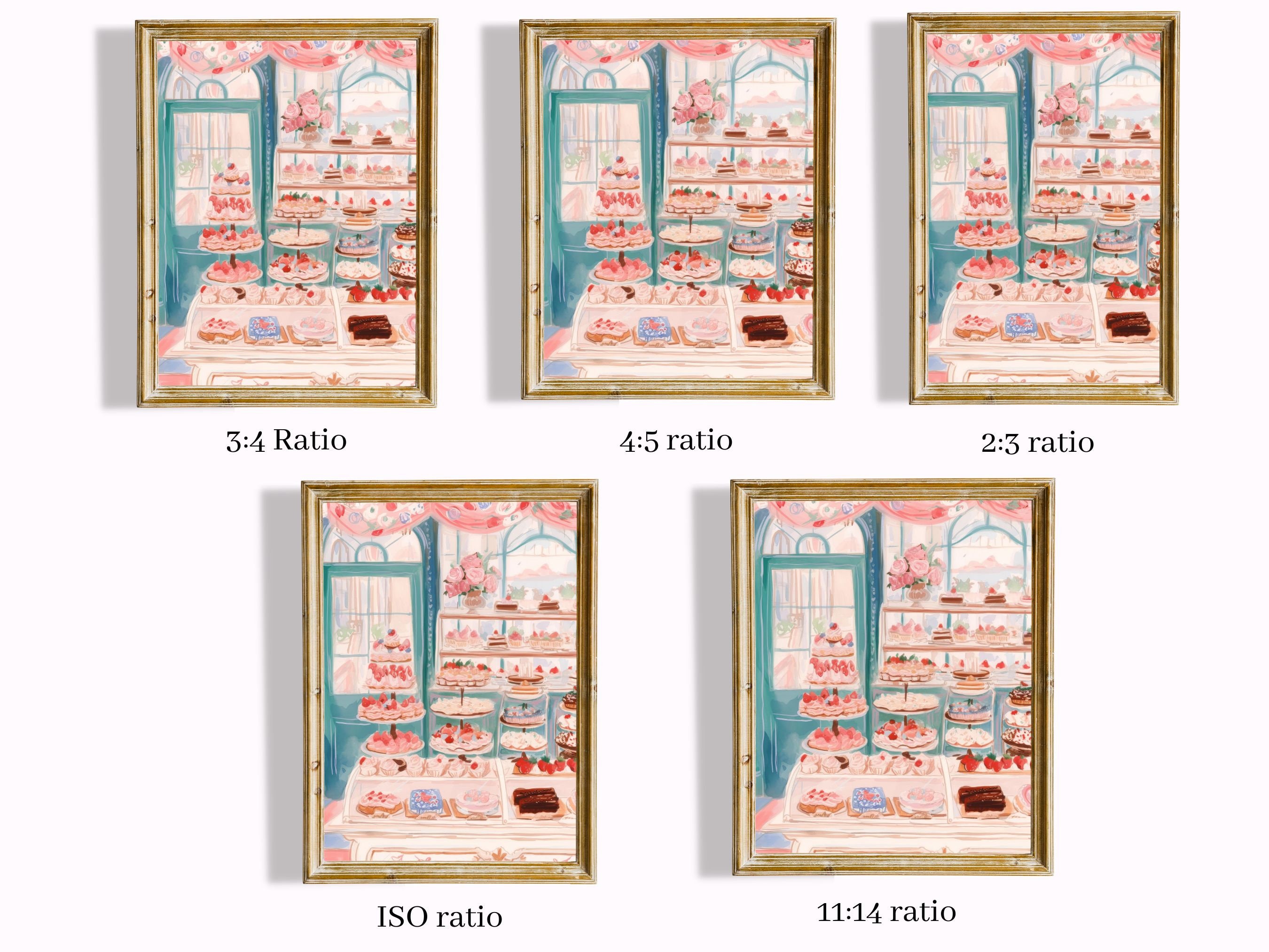 Cake Bakery Cafe Art Print, Pink Kitchen Decor, Trendy Cafe Poster ...