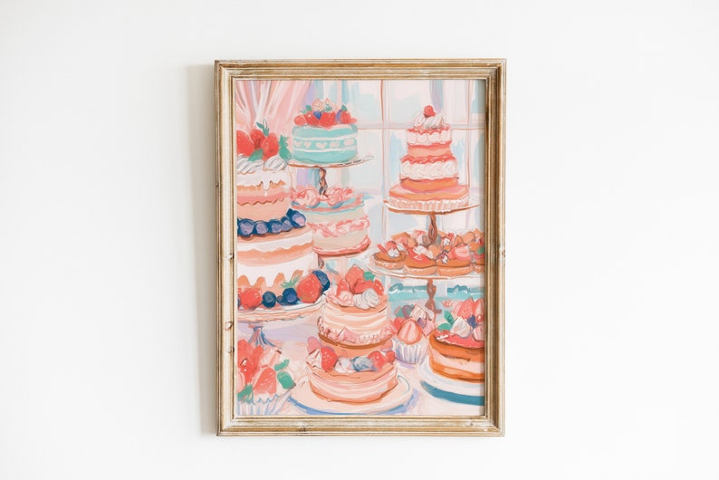 Cake Bakery Art Print, Trendy Cake Wall Art, Kitchen Food Poster ...