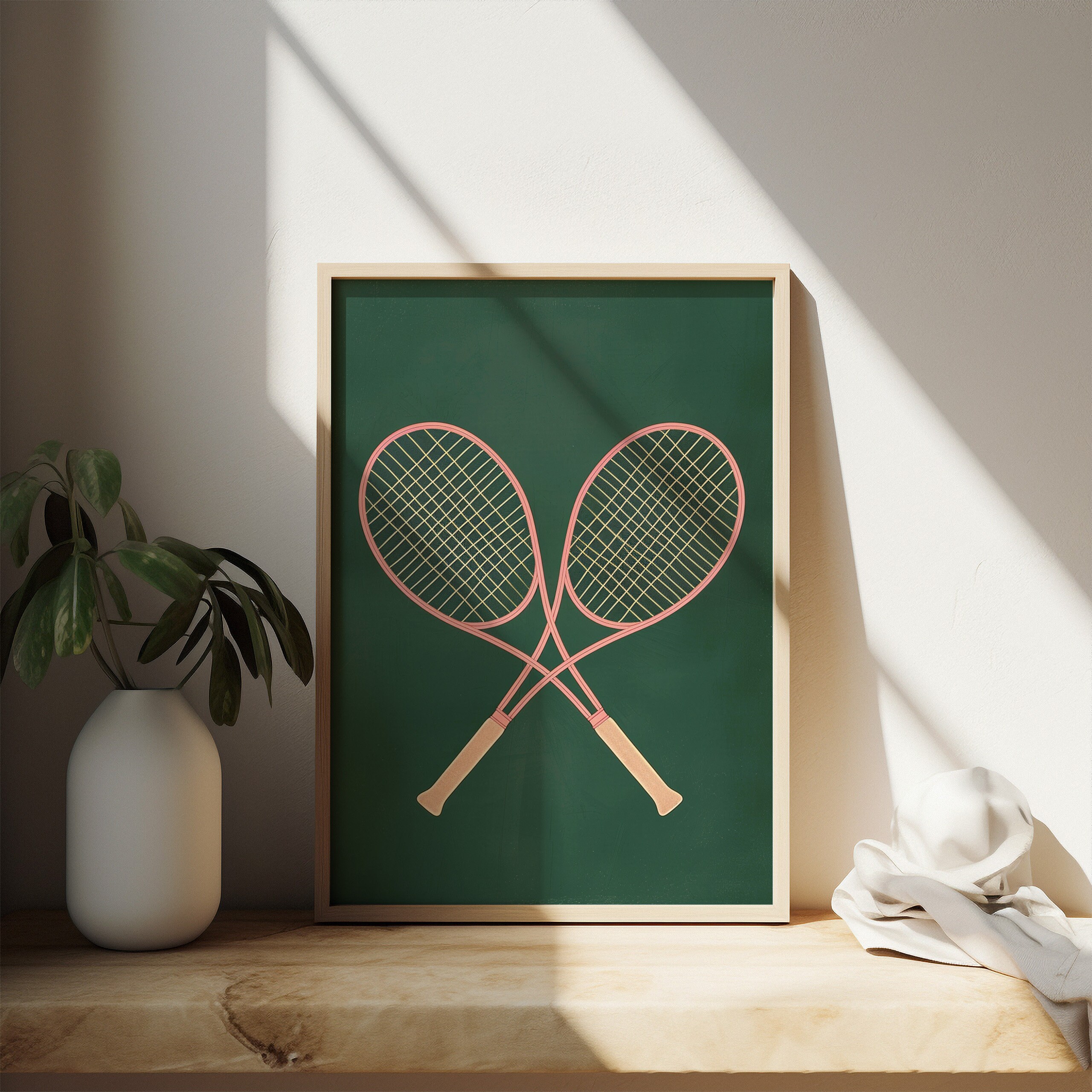 Girly Vintage Tennis Racket Poster, Tennis Player Gift, Trendy Wall Art ...