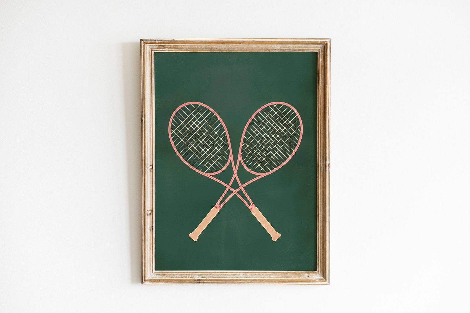 Girly Vintage Tennis Racket Poster, Tennis Player Gift, Trendy Wall Art ...