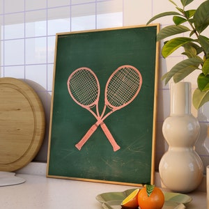 Retro Tennis Poster, Girly Vintage Print, Tennis Player Athlete Gift ...