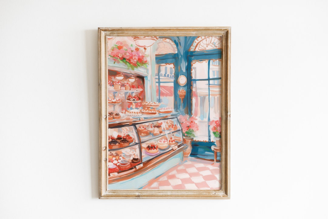 Cute Bakery Art Print, Pink Kitchen Posters, Eclectic Wall Decor ...