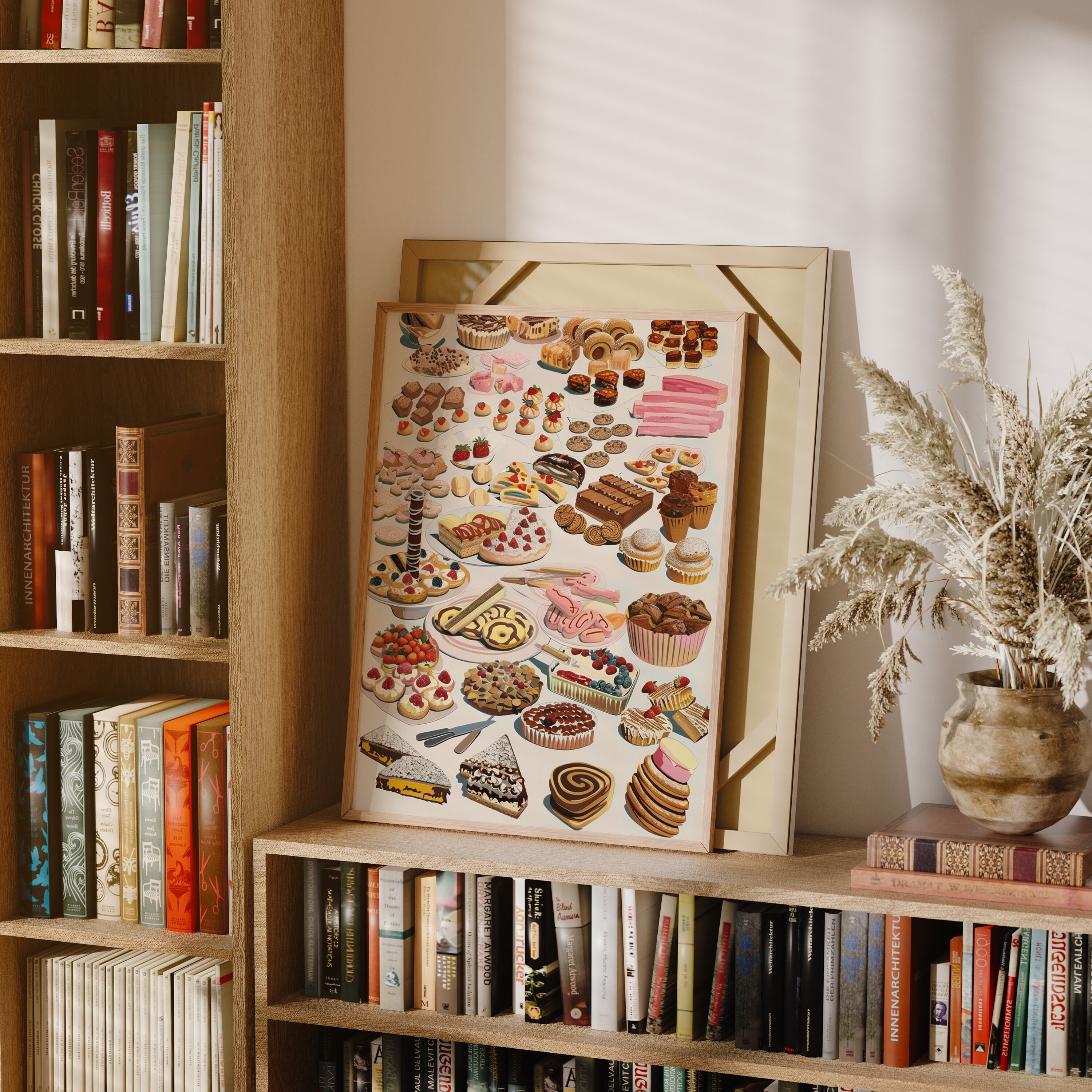 Baked Goods Food Poster, Dessert Illustration, Retro Kitchen Wall Art ...