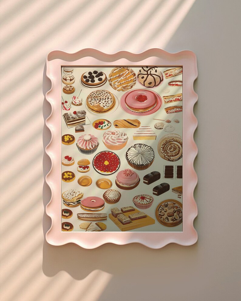 Retro Pastry Food Poster, Dessert Art Set, Kitchen Home Decor, Trendy ...