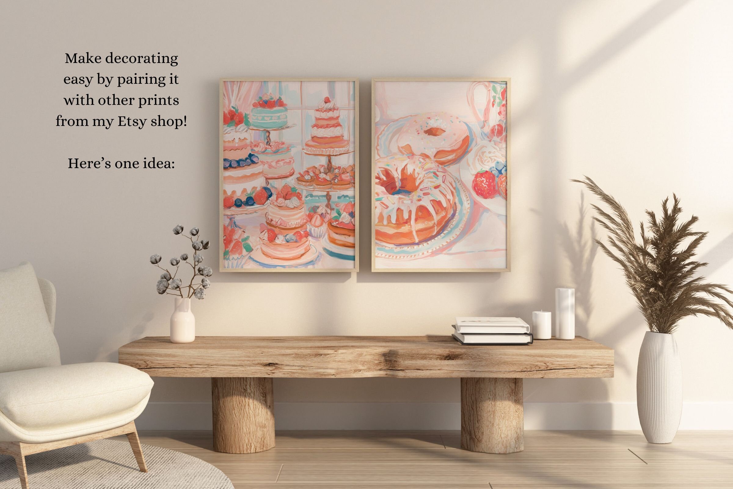 Cake Bakery Art Print, Trendy Cake Wall Art, Kitchen Food Poster ...