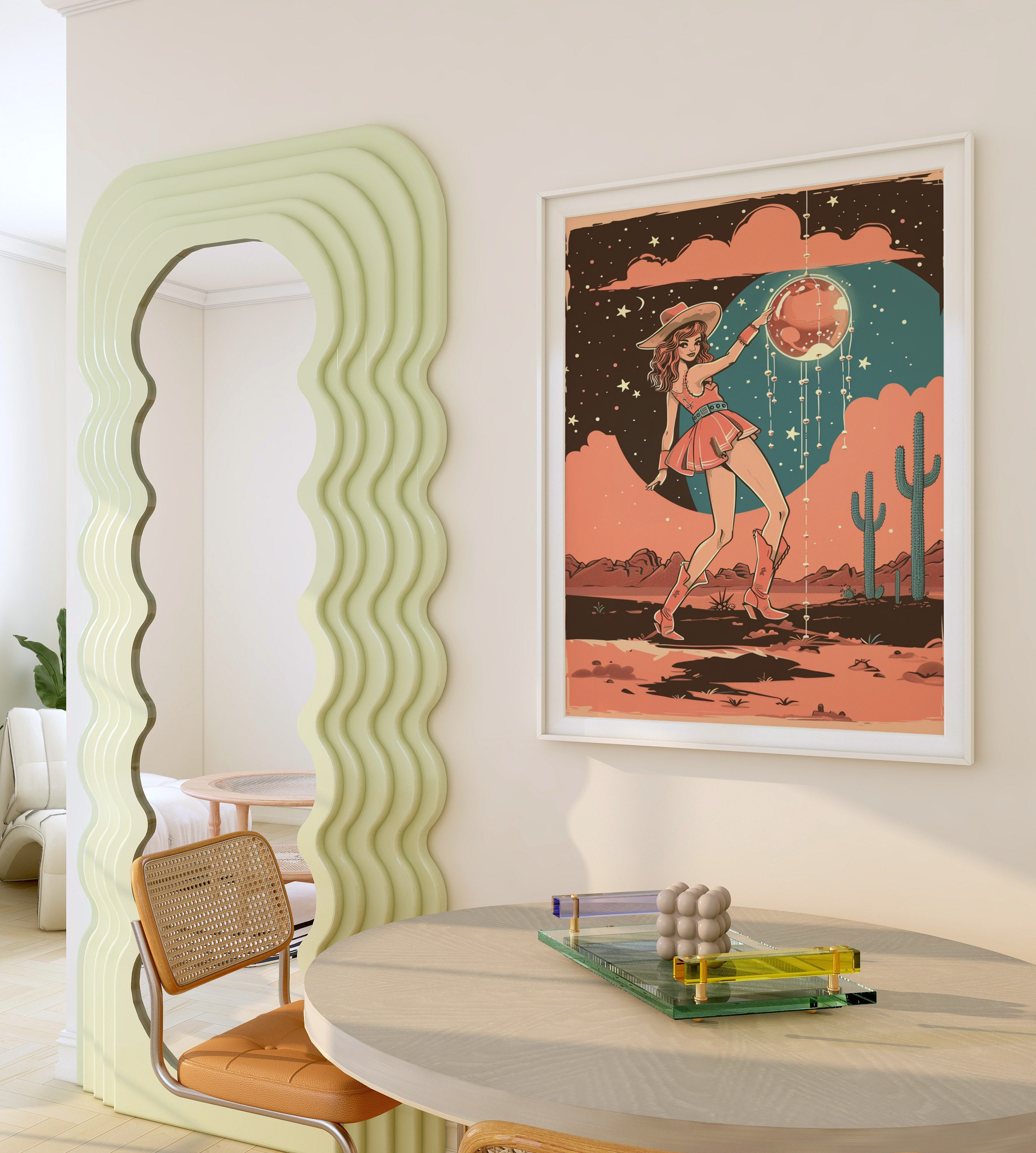 Disco Cowgirl in Desert Wall Art Printable, Trendy Retro Cowgirl ...