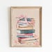 Stack of Books Art Print, Gift for Book Lover, Retro Library Poster ...