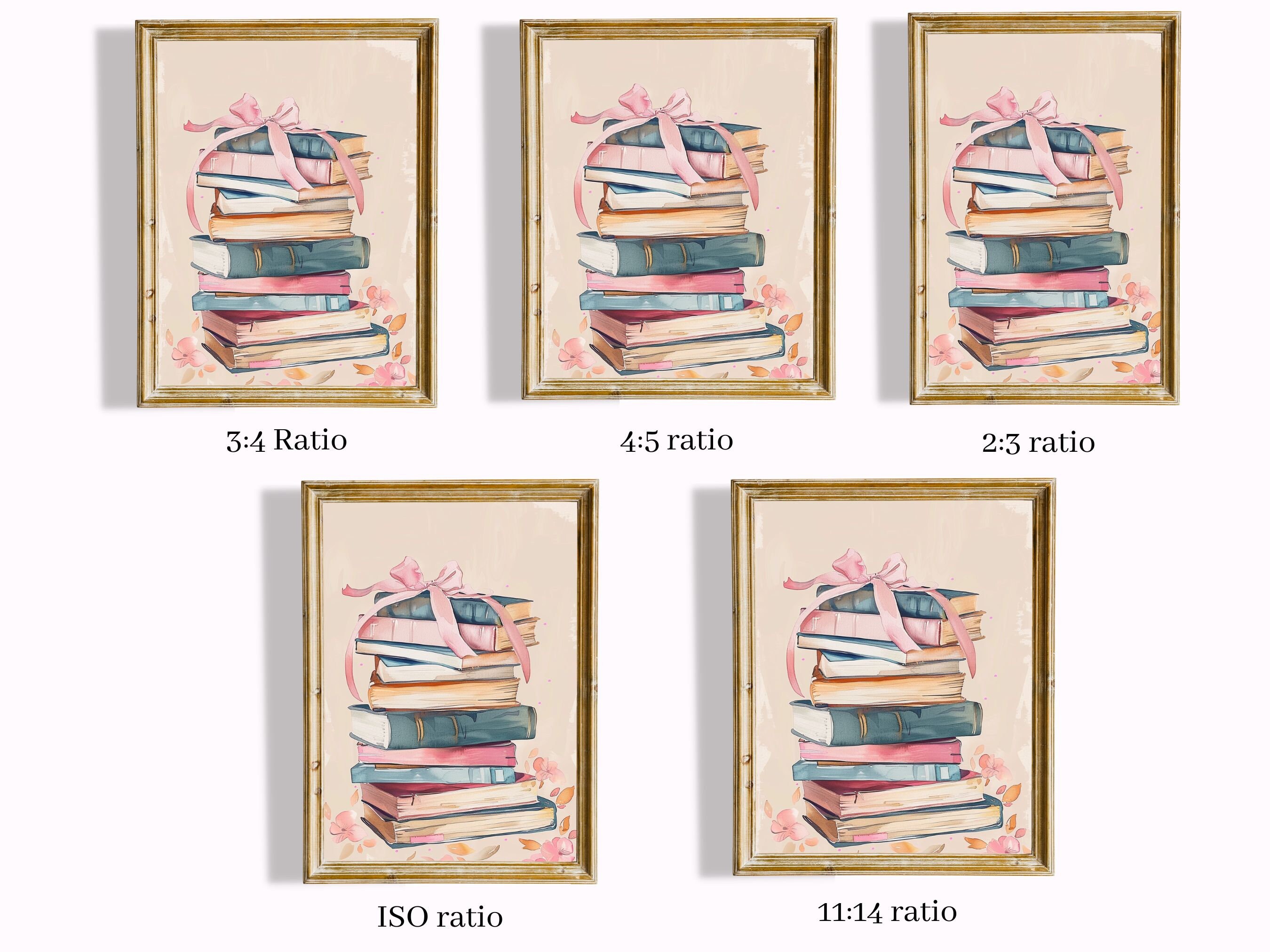 Stack of Books Art Print, Gift for Book Lover, Retro Library Poster ...