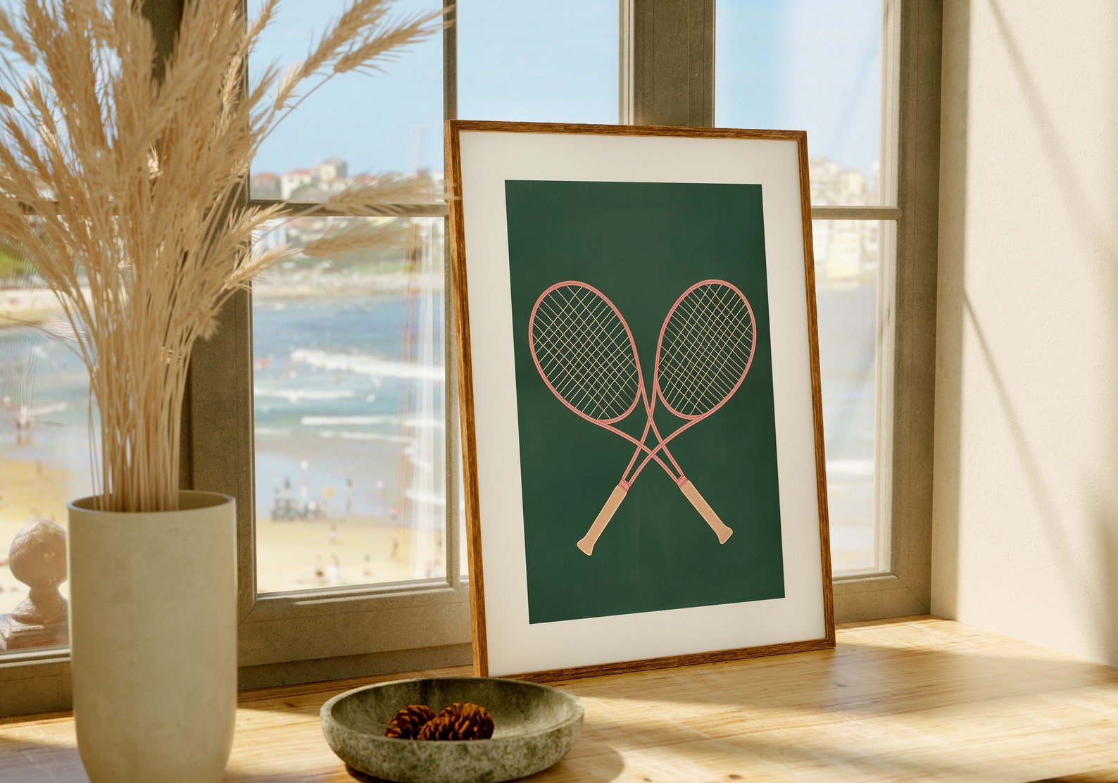 Girly Vintage Tennis Racket Poster, Tennis Player Gift, Trendy Wall Art ...