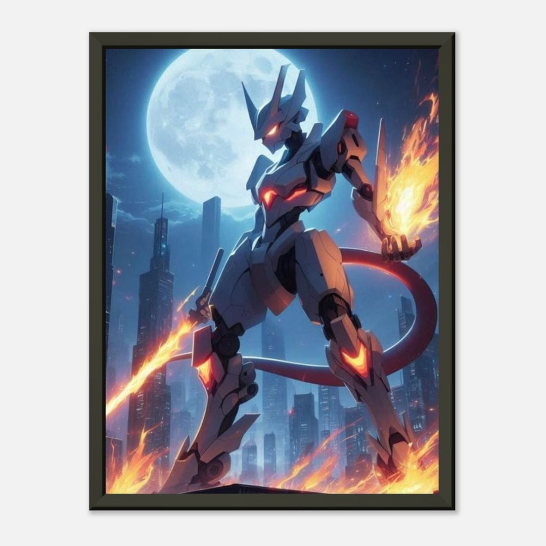 Fire Mecha Mewtwo Metal Frame Poster - Etsy