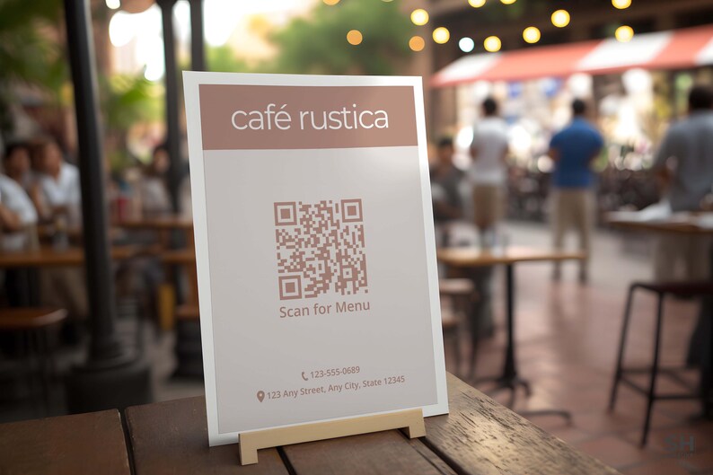 Scannable QR Code Menu Sign Template Small Food Business Simple ...
