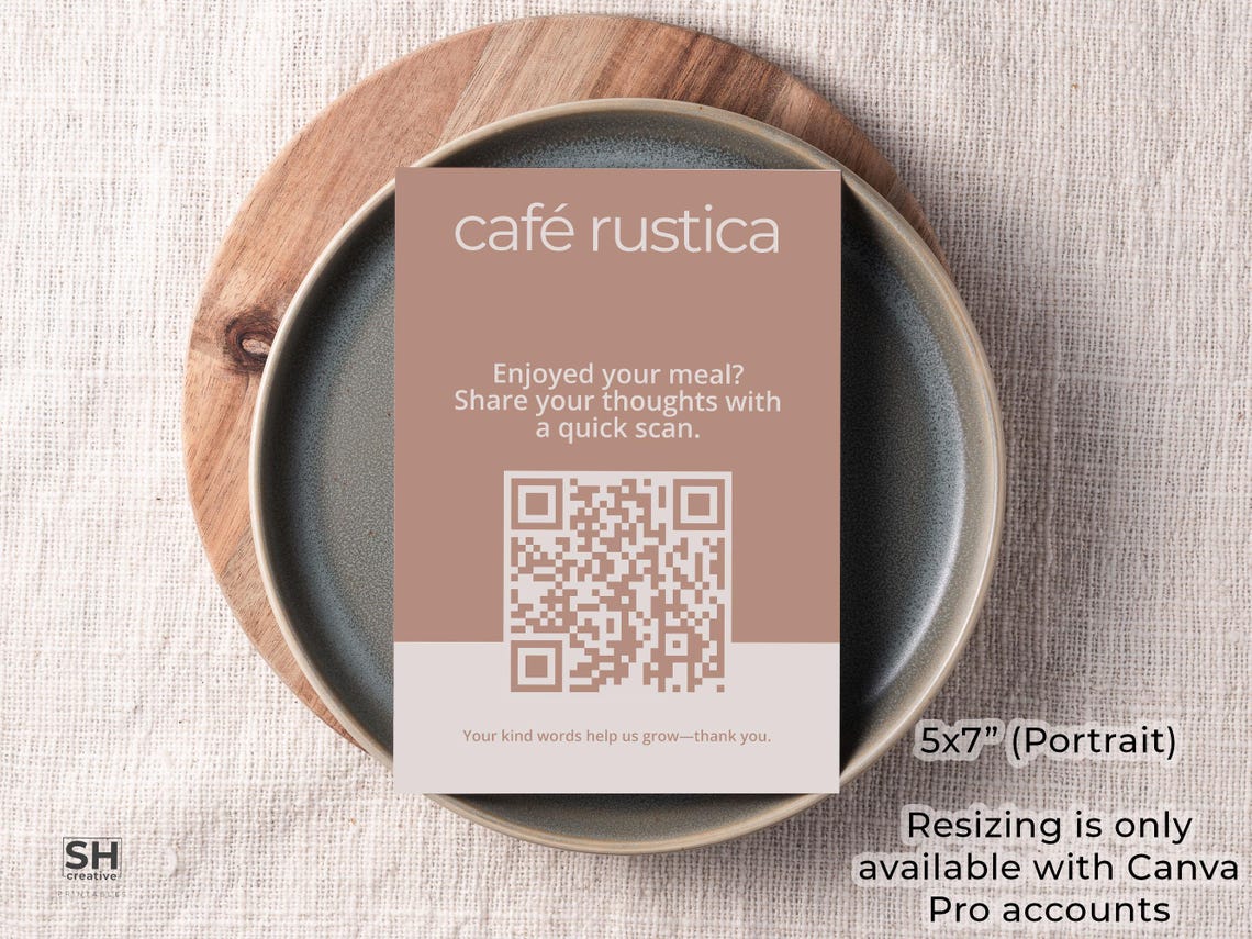 Customer Review QR Code Template DIY Feedback Template Scannable QR Google Review Card Canva ...
