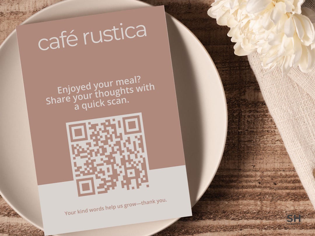 QR Code Review Card Template: Rustic Cafe Feedback (canva Editable ...