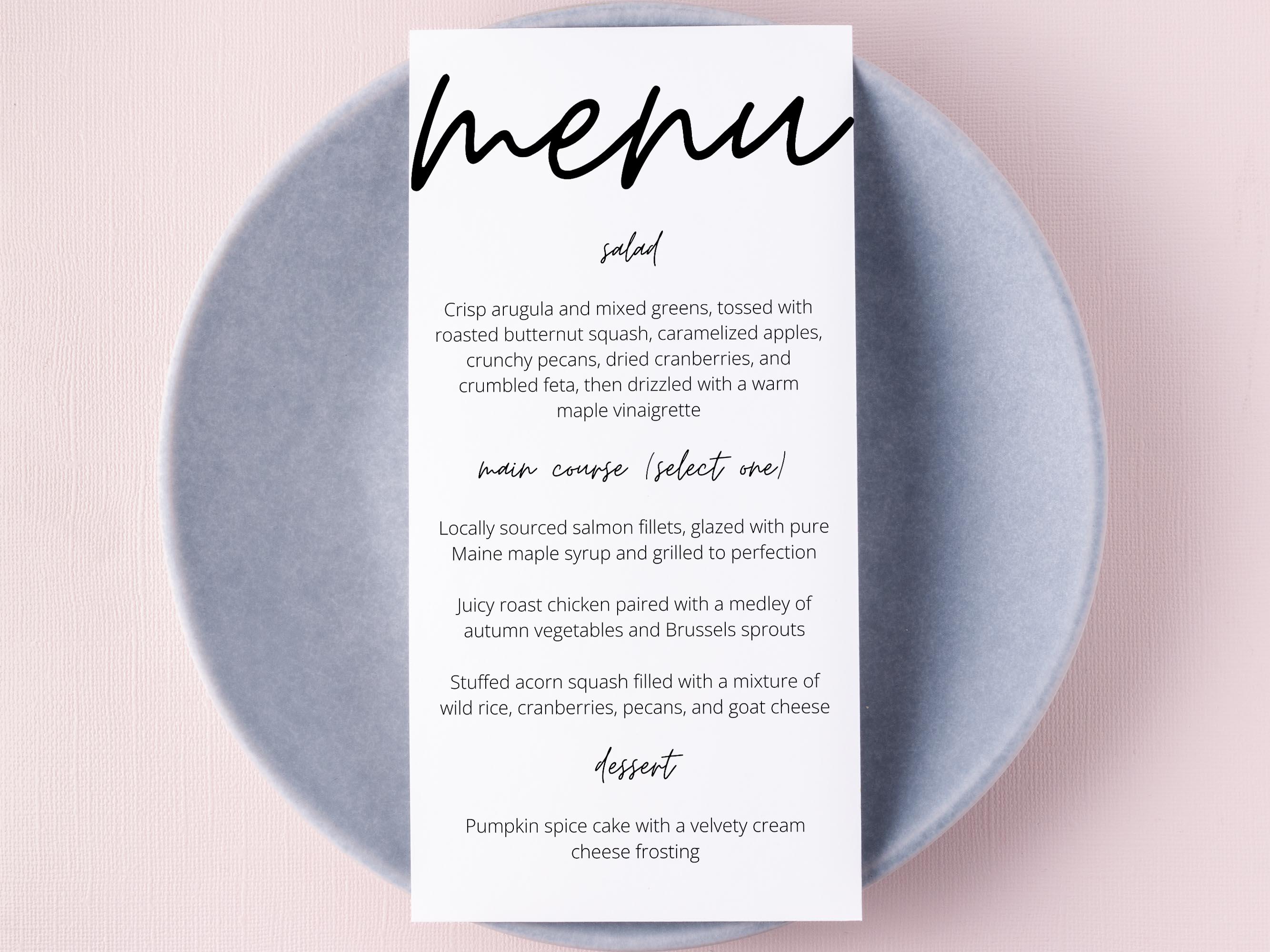 Downloadable Wedding Template, Table Wedding Menu, Dinner Menu Wedding ...