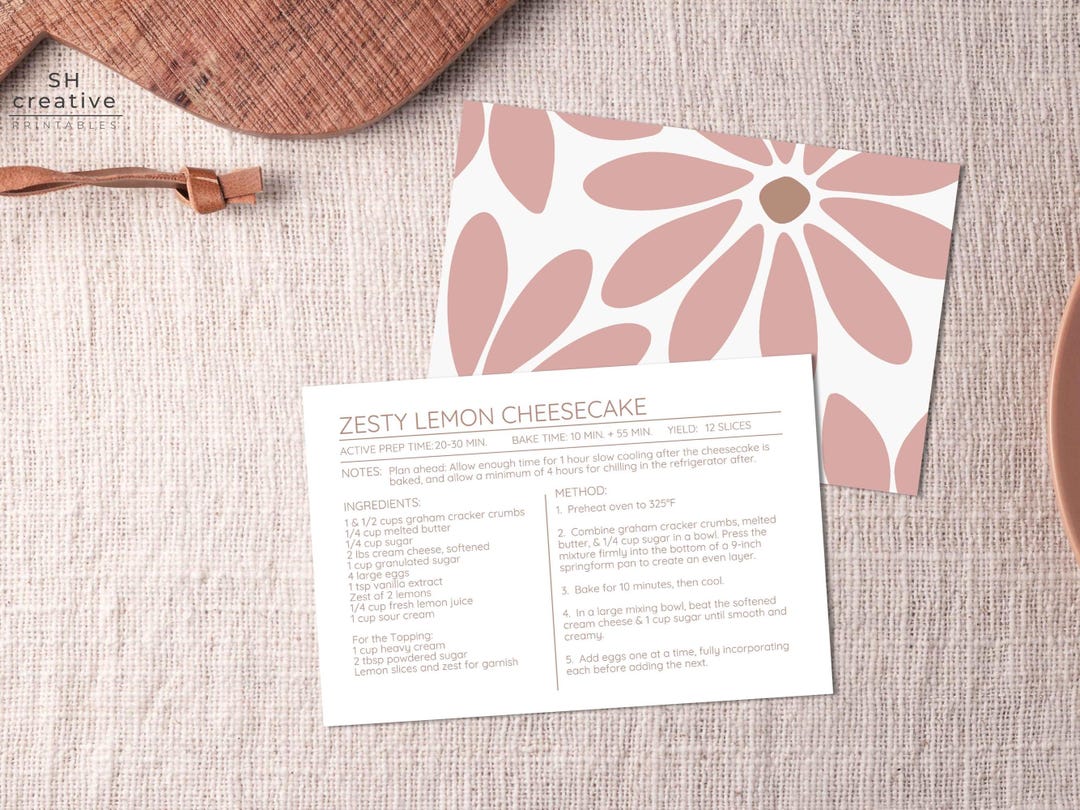 Recipe Card Template for Kitchen Organization Gift for Mom Recipe ...