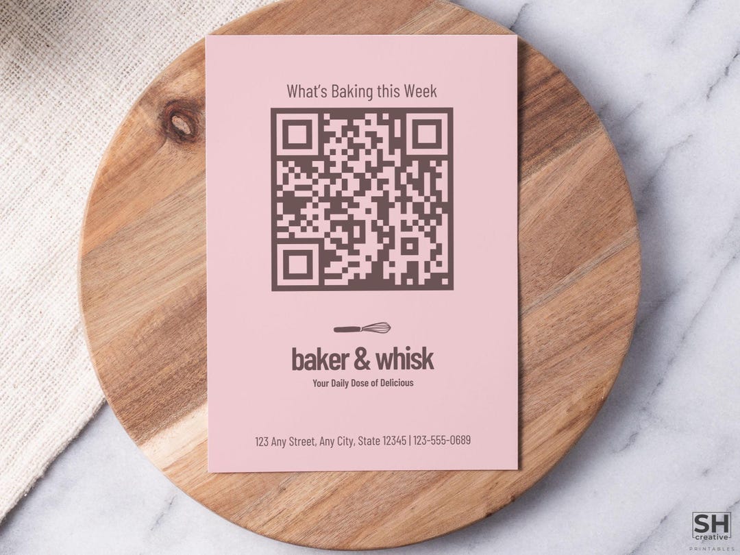 Bakery Menu Sign With Scannable QR Code Custom Template Food Business ...