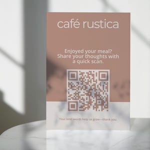 QR Code Review Card Template: Rustic Cafe Feedback (canva Editable ...