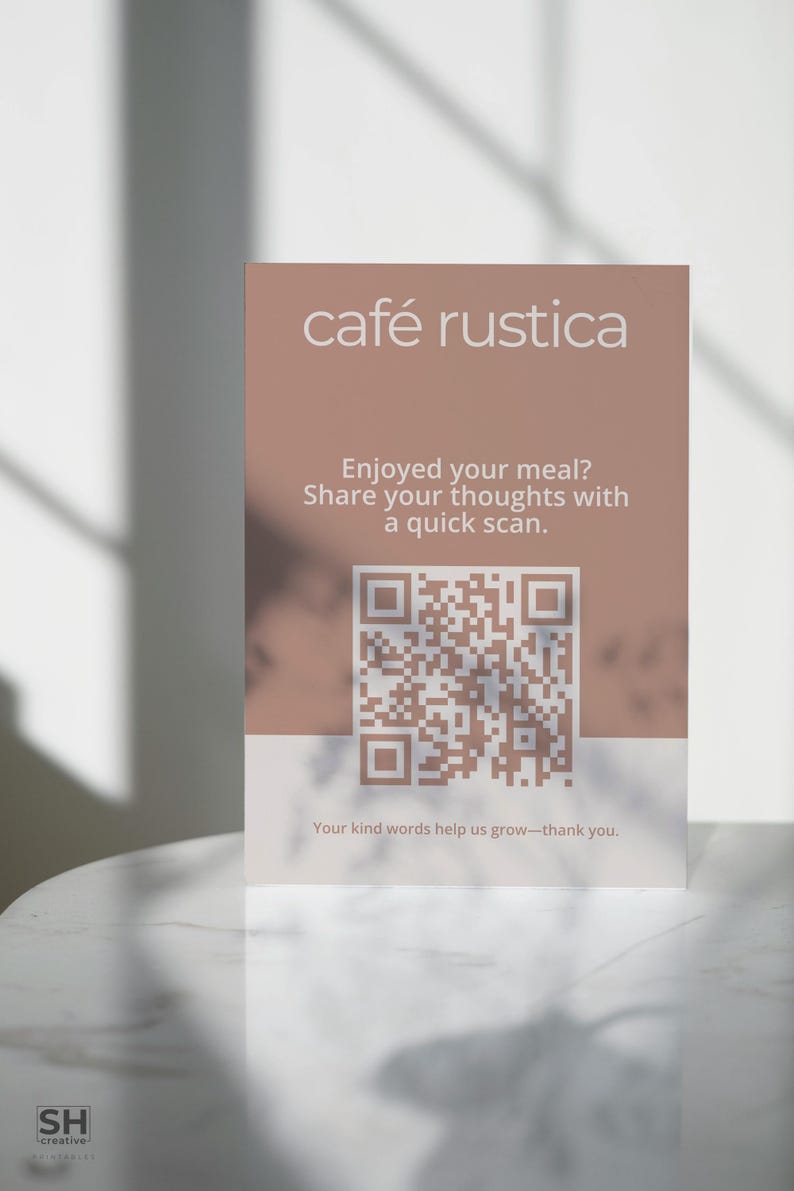 QR Code Review Card Template: Rustic Cafe Feedback (canva Editable ...