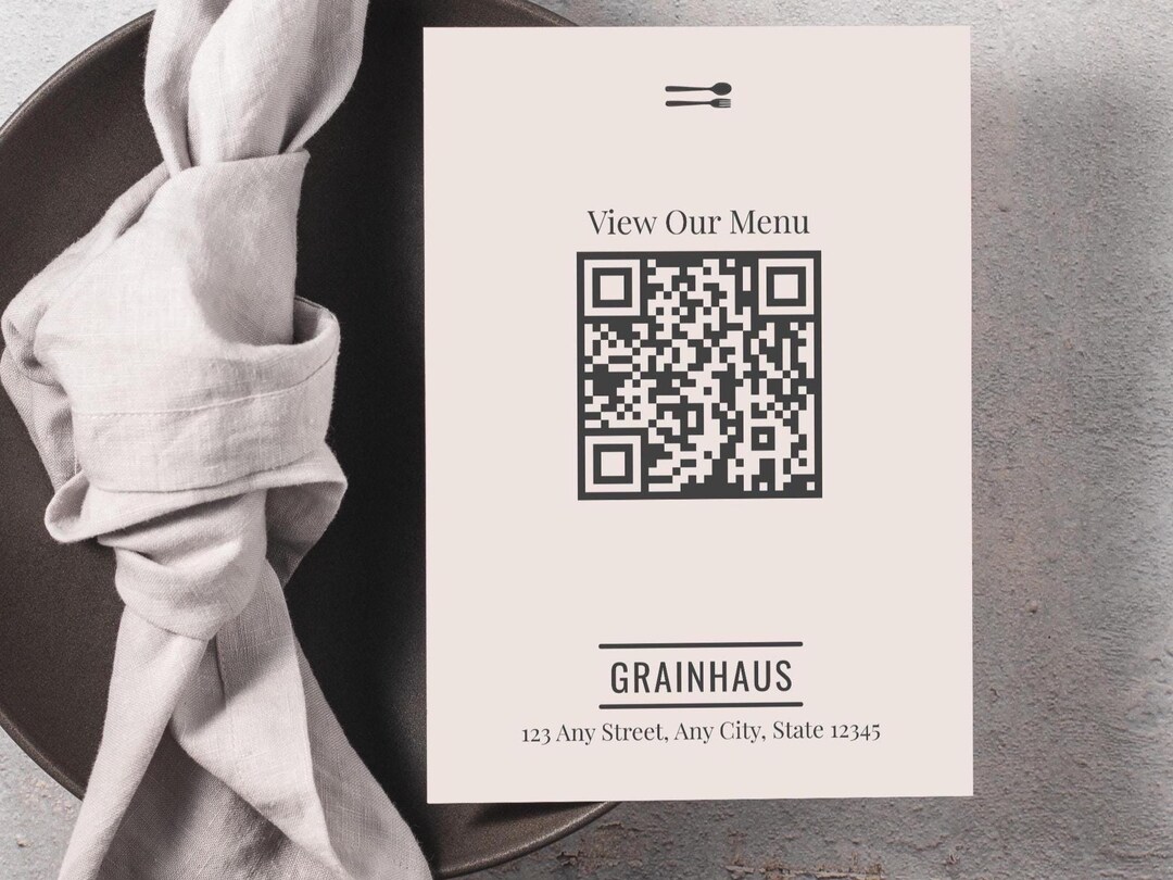 QR Code Menu Sign Template Small Food Business Simple Printable ...