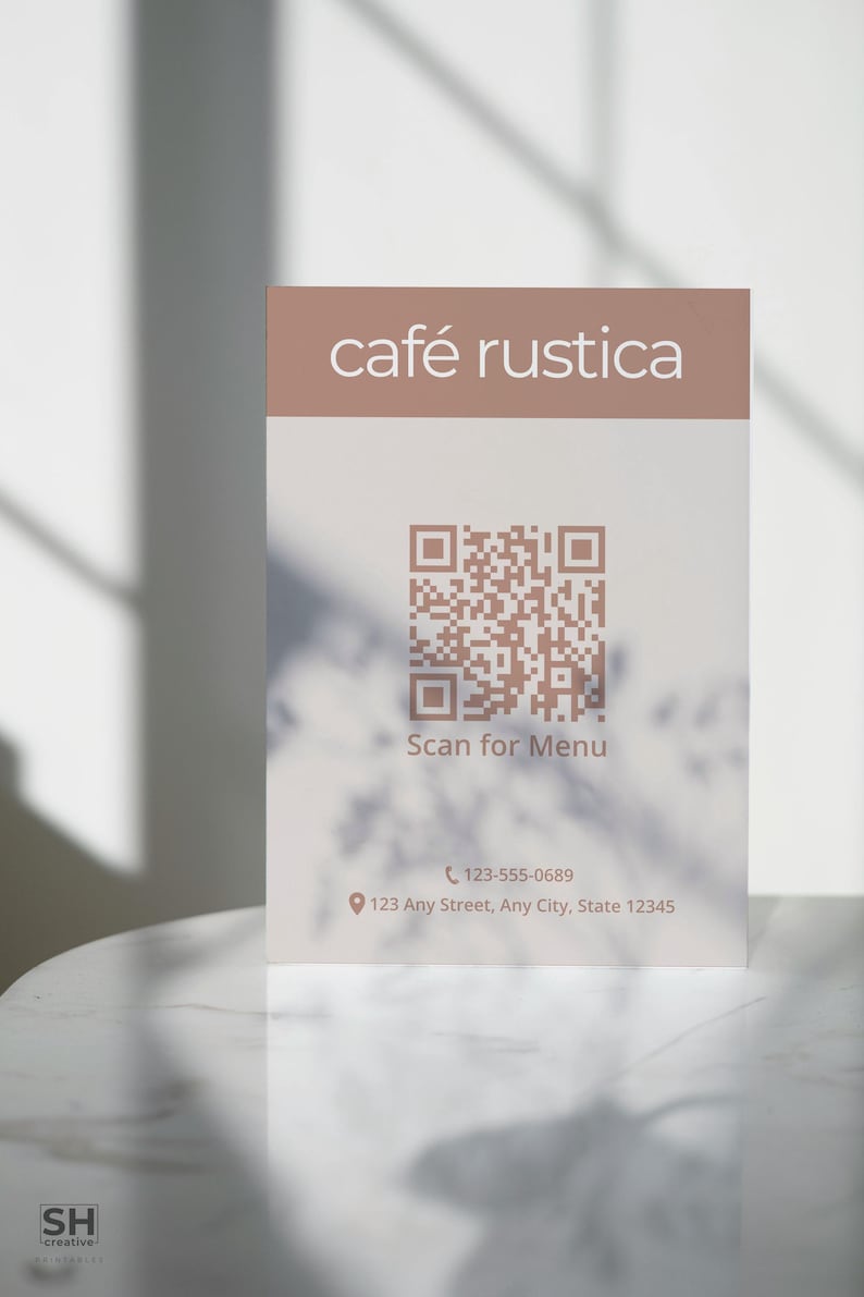 Scannable QR Code Menu Sign Template Small Food Business Simple ...