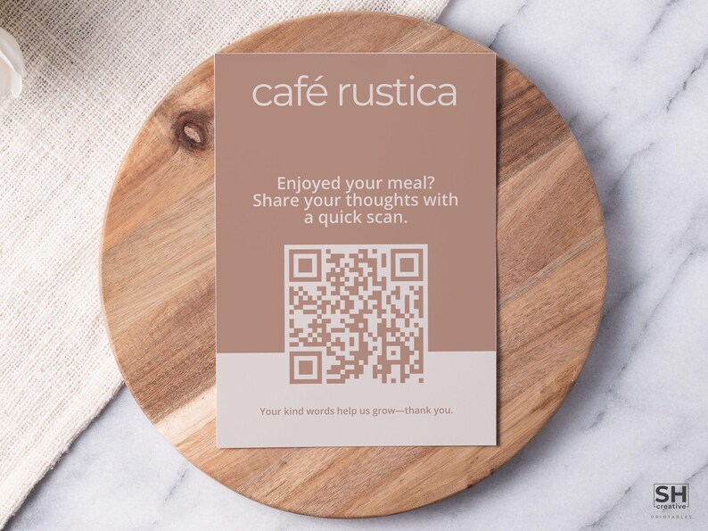 QR Code Review Card Template: Rustic Cafe Feedback (canva Editable ...