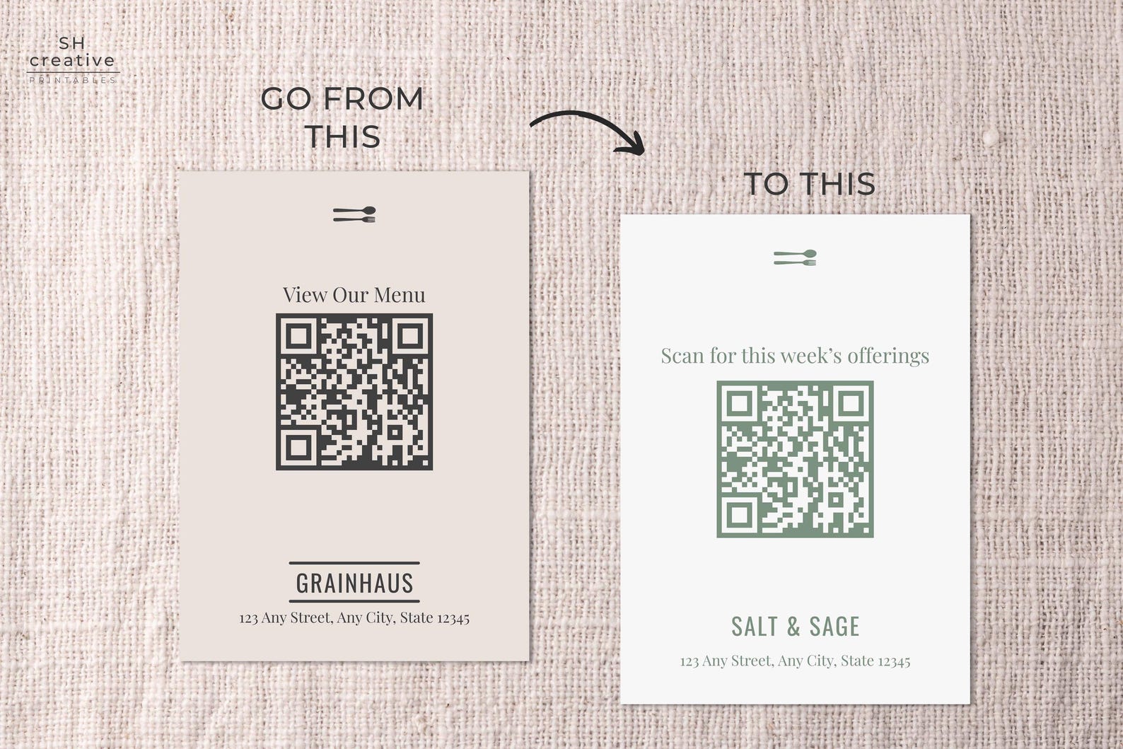 Rustic QR Code Menu Sign Template: Restaurant Cafe Printable (5x7 ...