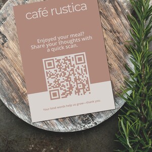 QR Code Review Card Template: Rustic Cafe Feedback (canva Editable ...