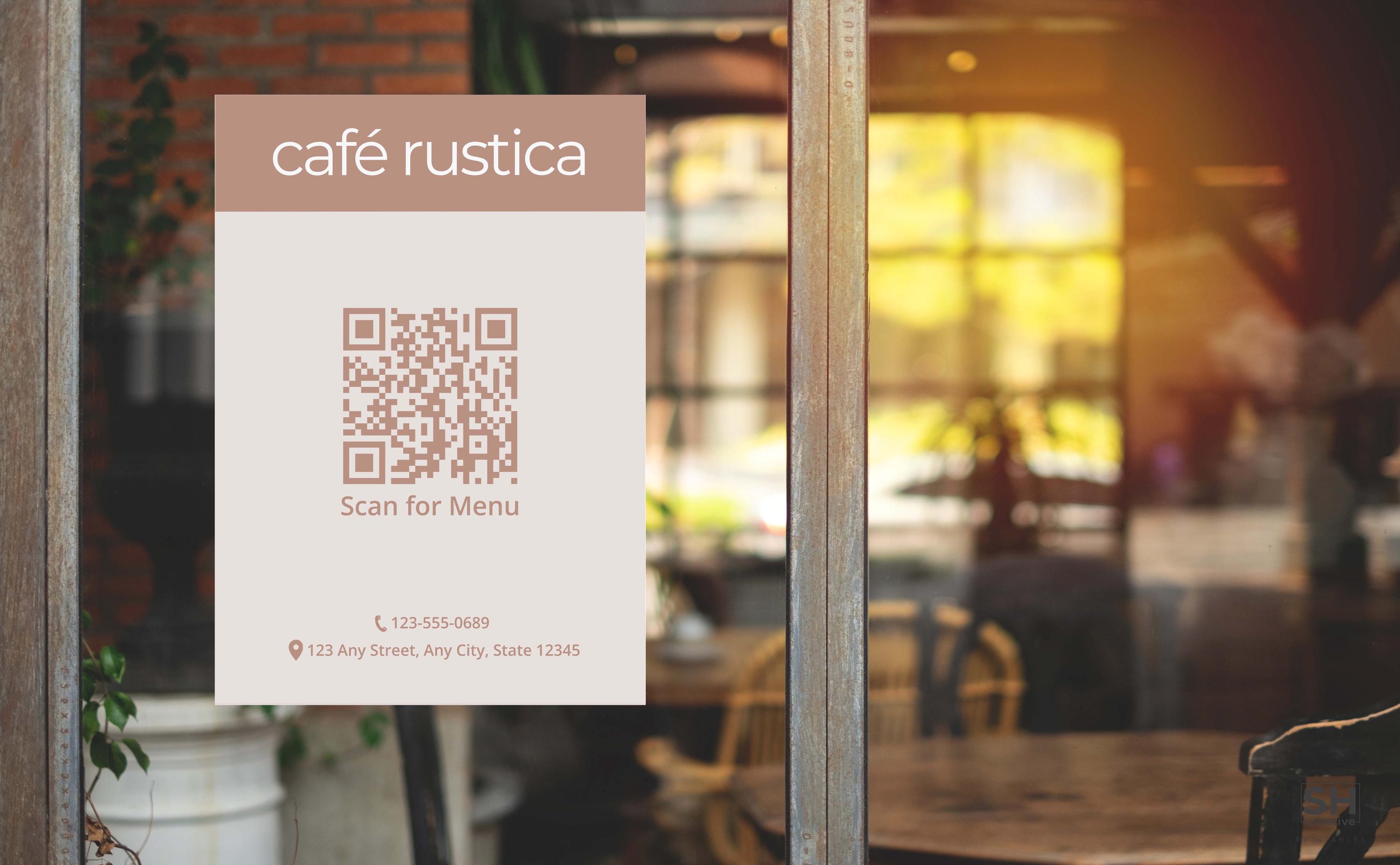 Scannable QR Code Menu Sign Template Small Food Business Simple ...