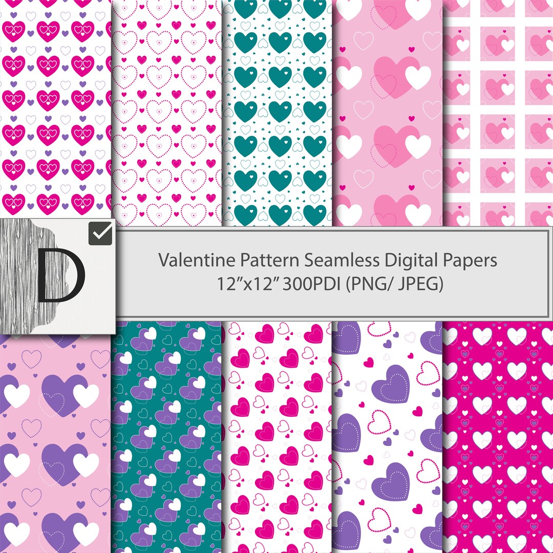 Valentine's Day Gift/heart Backgrounds/valentine Digital Paper ...