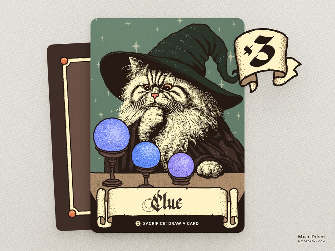 Clue Cat Token for Mtg/magic X3 Furry Friends Series - Etsy