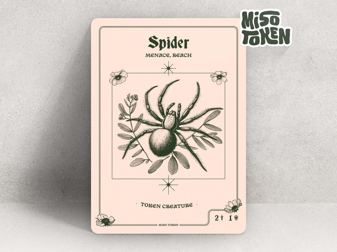 2/1 Spider With Menace and Reach Token for Izoni, Center of the Web MTG ...