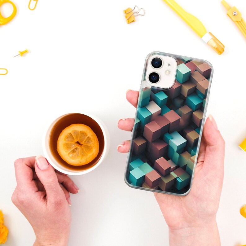 3D Pattern Phone Case Pixel Art Cover for iPhone 15 14 13 12, Samsung ...