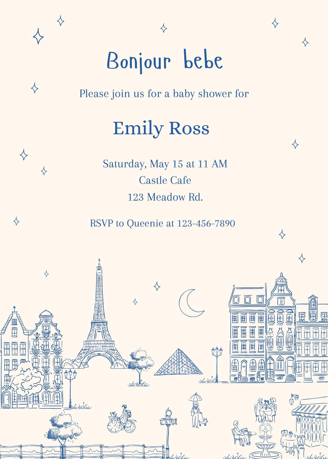 Bonjour Bebe Paris Theme Baby Shower, Wedding, Birthday, Bridal Shower ...