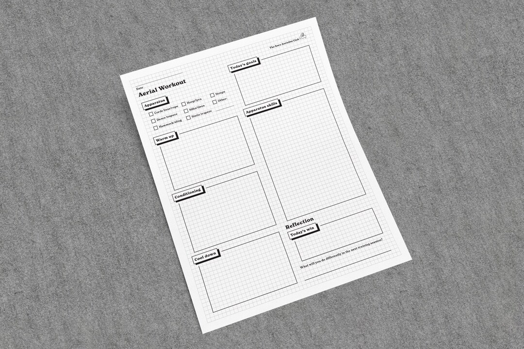 Aerial Workout Planner - Printable PDF - 8.5x11" - Etsy