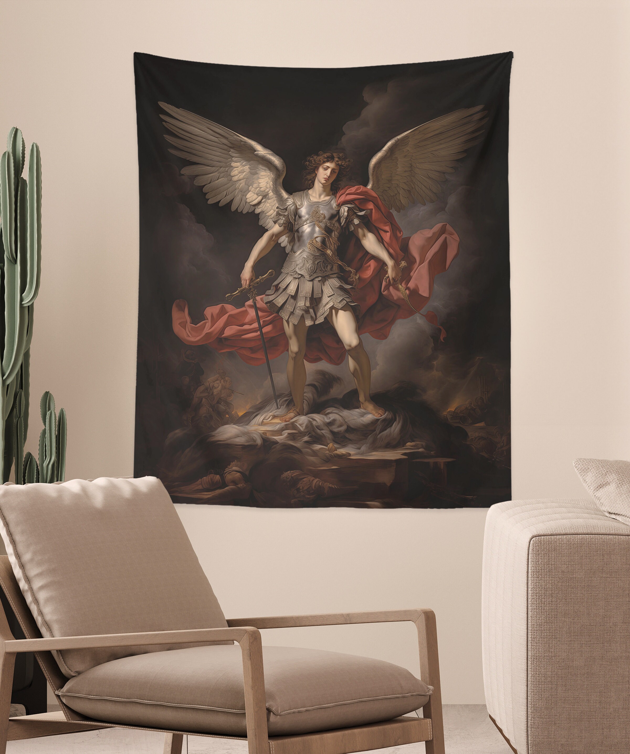 Tapestry of Archangel St.michael Renaissance Baroque Style Inspired by ...
