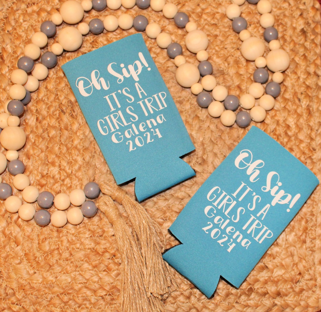 Personalized Oh Sip Trip 12 Oz. Slim Can Coolers, Girls Trip Skinny Can ...