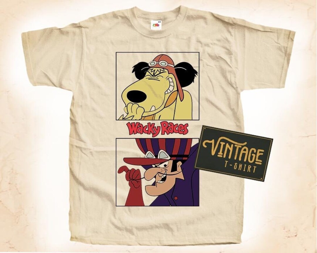 Wacky Races V3 Tshirt Vintage Natural Color Men's Tshirt DTG Digital ...