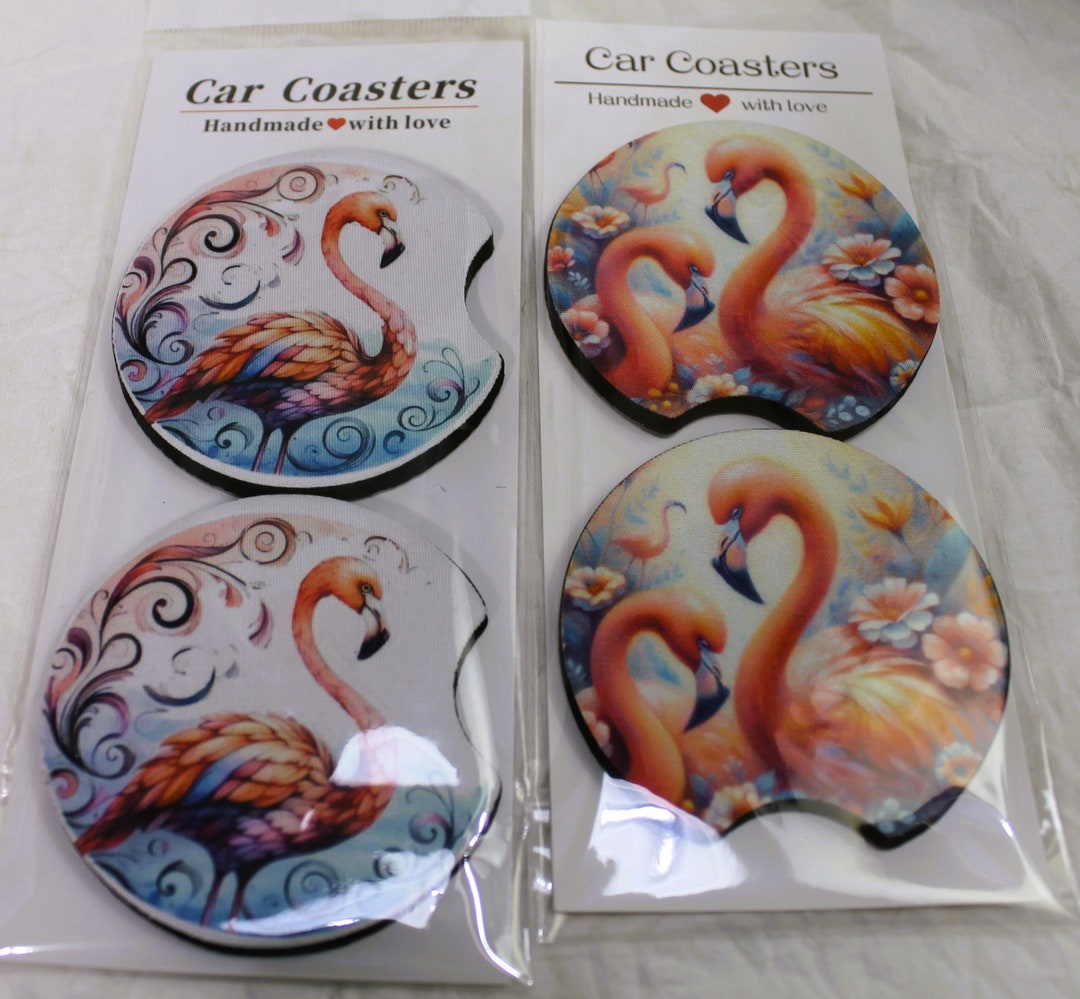 Flamingo Car Coasters, Standard-size Car Coasters, Table Coasters ...