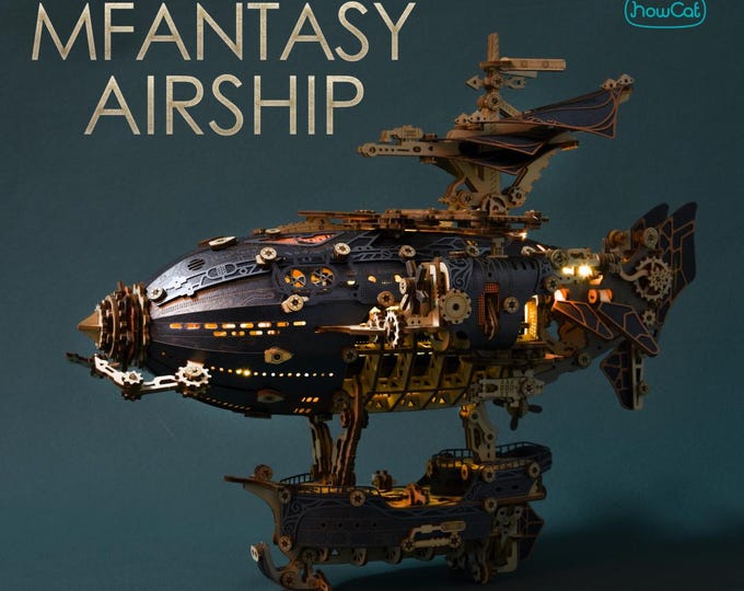 Steampunk Airship Model: Jules Verne Fantasy Craft DIY Wooden Toy - Etsy