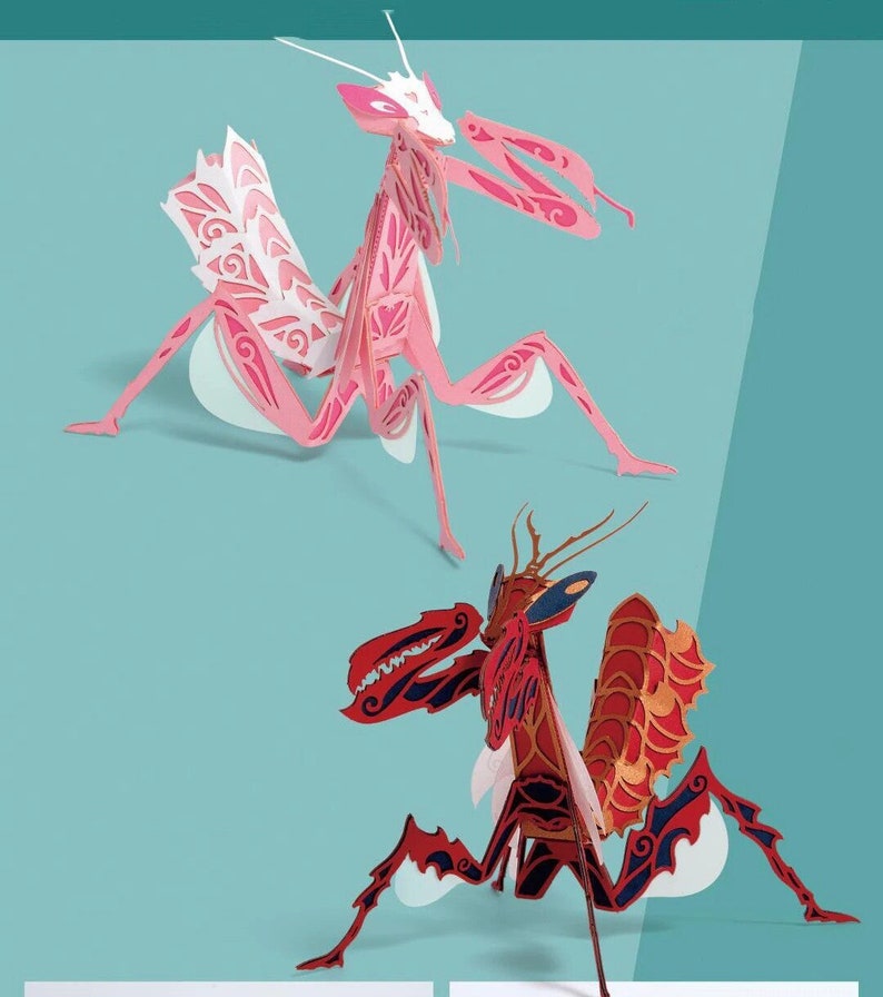 Orchid Mantis Hymenopus Coronatus HANDMADE INSECTS DIY Miniature Building Set 3D Model Animal ...