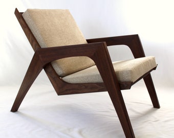 MCM Style Custom Walnut Lounge Chair - Etsy