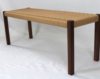 Handmade Walnut Danish Cord Bench - Etsy