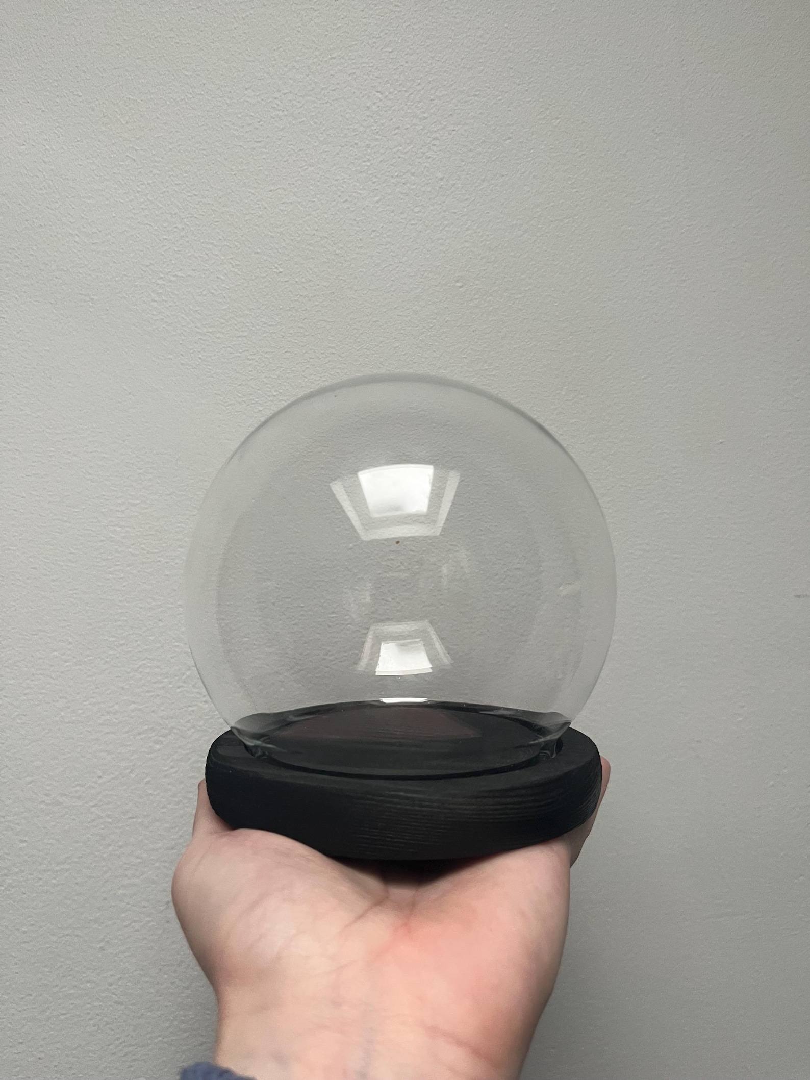 Medium Round Glass Dome With Black Wooden Base | 13 V 11 Cm (h, W ...
