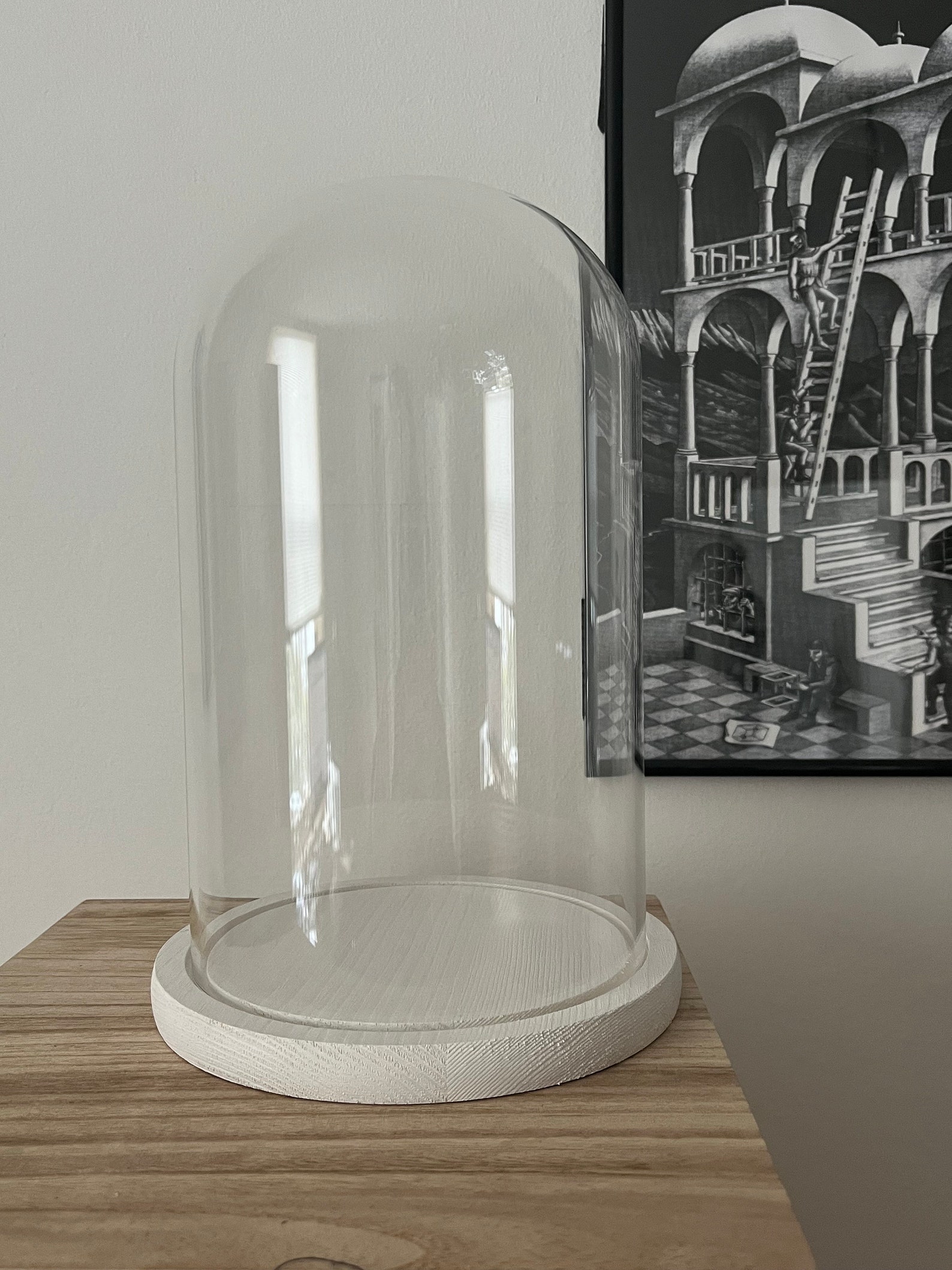 Large Glass Dome With White Wooden Base | 26 V 17 Cm (h, W) | Extra ...